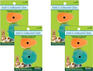 ware manufacturing 4 pack of salt & mineral lick, 2 pieces each, for rabbits, guinea pigs, chinchillas, pet rats, hamsters, gerbils and other small animals