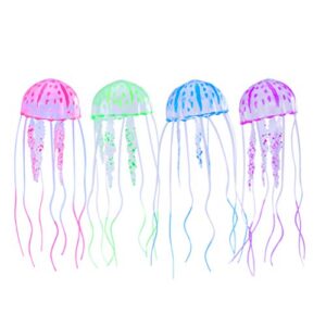 ueetek 4pcs jellyfish aquarium glowing artificial jellyfish for aquarium fish tank aquarium decoration(green+pink+blue+purple)