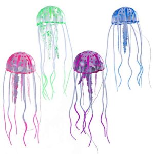 UEETEK 4pcs Jellyfish Aquarium Glowing Artificial Jellyfish For Aquarium Fish Tank Aquarium decoration(green+pink+blue+purple)