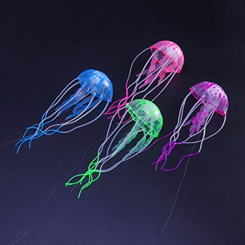 UEETEK 4pcs Jellyfish Aquarium Glowing Artificial Jellyfish For Aquarium Fish Tank Aquarium decoration(green+pink+blue+purple)