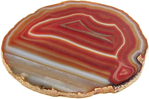 Gift Set of Four Genuine Brazilian (3.5"- 4") Agate Coasters. Includes Protective Rubber Bumpers - Natural