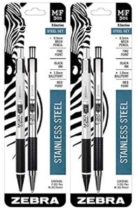 zebra m/f-301 the original mechanical pen & pencil set, fine point (57011) 2 pack