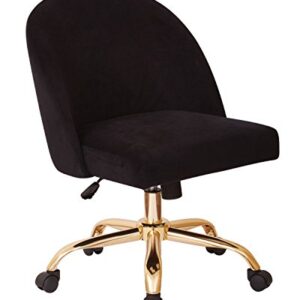 OSP Home Furnishings Layton Mid-Back Adjustable Office Chair with 5-Star Base, Gold Finish and Black Velvet