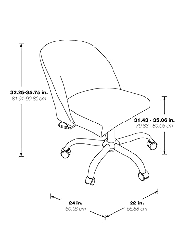 OSP Home Furnishings Layton Mid-Back Adjustable Office Chair with 5-Star Base, Gold Finish and Black Velvet