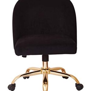 OSP Home Furnishings Layton Mid-Back Adjustable Office Chair with 5-Star Base, Gold Finish and Black Velvet