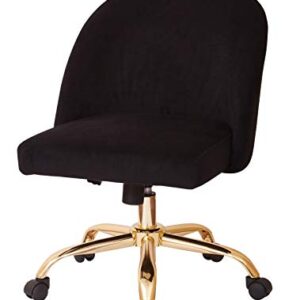 OSP Home Furnishings Layton Mid-Back Adjustable Office Chair with 5-Star Base, Gold Finish and Black Velvet