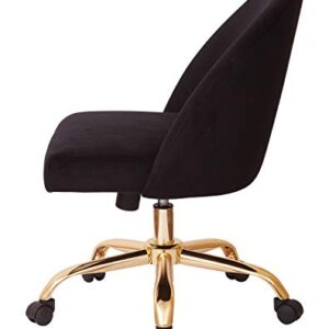 OSP Home Furnishings Layton Mid-Back Adjustable Office Chair with 5-Star Base, Gold Finish and Black Velvet