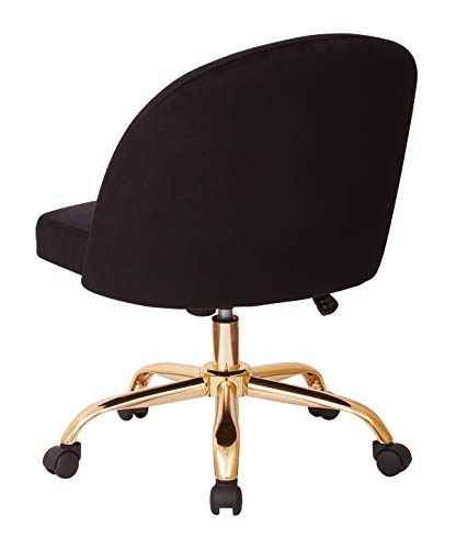 OSP Home Furnishings Layton Mid-Back Adjustable Office Chair with 5-Star Base, Gold Finish and Black Velvet