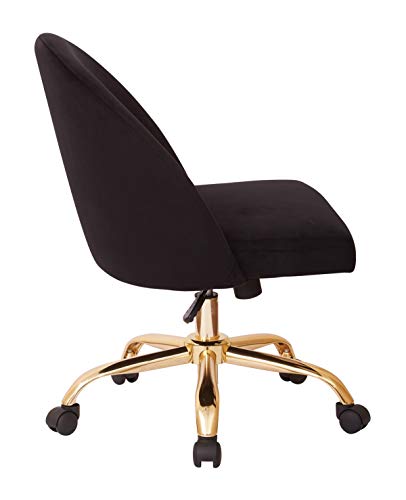 OSP Home Furnishings Layton Mid-Back Adjustable Office Chair with 5-Star Base, Gold Finish and Black Velvet