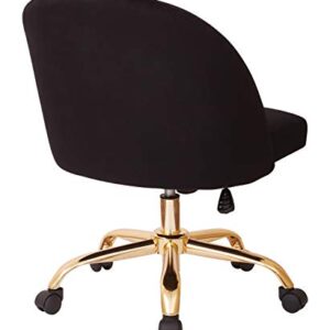 OSP Home Furnishings Layton Mid-Back Adjustable Office Chair with 5-Star Base, Gold Finish and Black Velvet