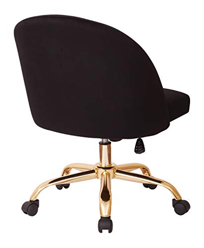 OSP Home Furnishings Layton Mid-Back Adjustable Office Chair with 5-Star Base, Gold Finish and Black Velvet