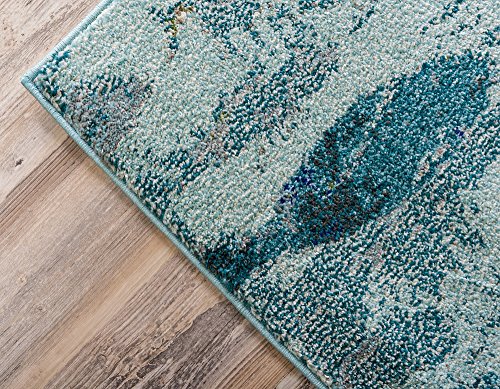 Unique Loom Positano Collection Coastal Modern Fish Light Blue Runner Rug (2' x 7')