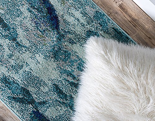 Unique Loom Positano Collection Coastal Modern Fish Light Blue Runner Rug (2' x 7')