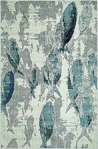 Unique Loom Positano Collection Coastal Modern Fish Light Blue Area Rug (4' x 6')