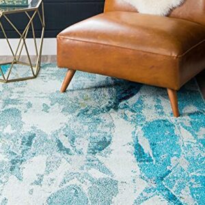 Unique Loom Positano Collection Coastal Modern Fish Light Blue Area Rug (4' x 6')