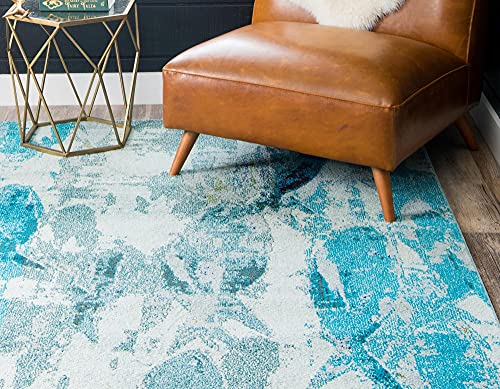 Unique Loom Positano Collection Coastal Modern Fish Light Blue Area Rug (4' x 6')