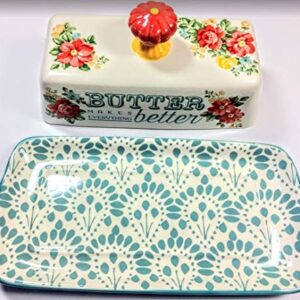 The Pioneer Woman Vintage Floral Butter Dish Stoneware