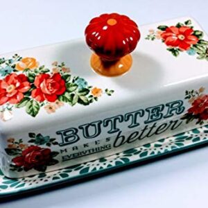 The Pioneer Woman Vintage Floral Butter Dish Stoneware