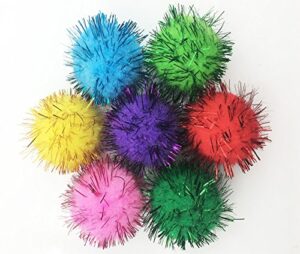 vapker 30 piece assorted color sparkle balls cat's favorite toy tinsel pom poms glitter