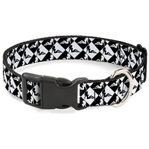 buckle-down 13-18" mud flap girl diamonds black/white plastic clip collar, wide small