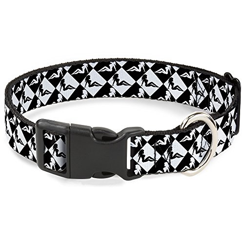 Buckle-Down 13-18" Mud Flap Girl Diamonds Black/White Plastic Clip Collar, Wide Small