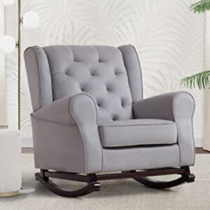 Delta Children Emma Upholstered Rocking Chair,Wood, Dove Grey