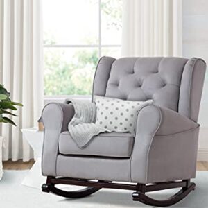 Delta Children Emma Upholstered Rocking Chair,Wood, Dove Grey