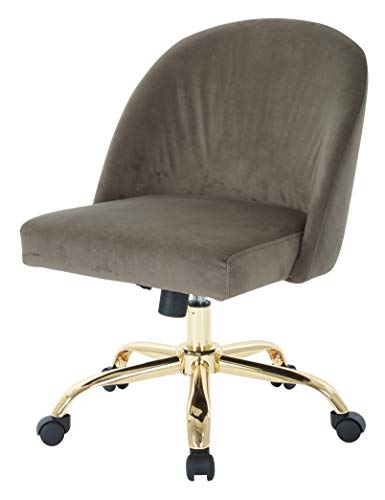 OSP Home Furnishings Layton Mid-Back Adjustable Office Chair with 5-Star Base, Gold Finish and Blue Azure Velvet