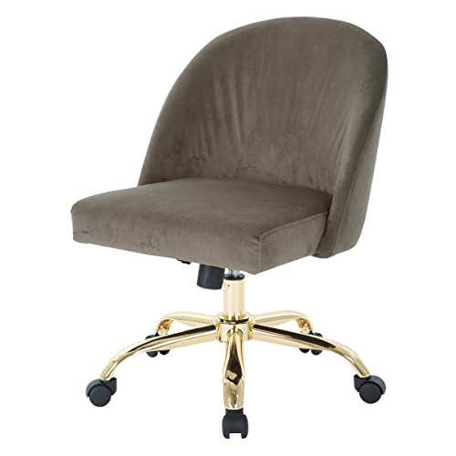 OSP Home Furnishings Layton Mid-Back Adjustable Office Chair with 5-Star Base, Gold Finish and Blue Azure Velvet