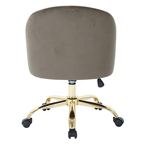 OSP Home Furnishings Layton Mid-Back Adjustable Office Chair with 5-Star Base, Gold Finish and Blue Azure Velvet