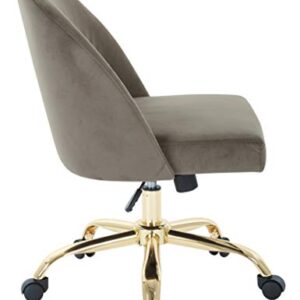 OSP Home Furnishings Layton Mid-Back Adjustable Office Chair with 5-Star Base, Gold Finish and Blue Azure Velvet