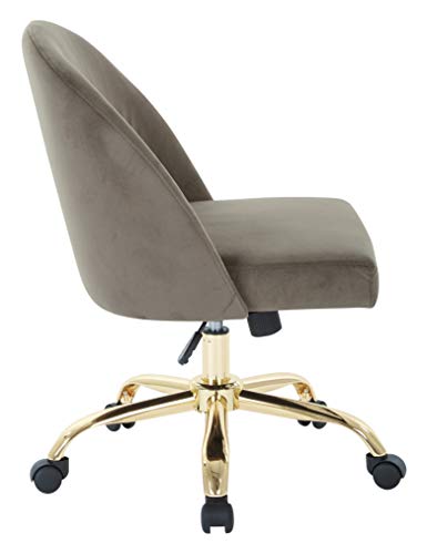 OSP Home Furnishings Layton Mid-Back Adjustable Office Chair with 5-Star Base, Gold Finish and Blue Azure Velvet