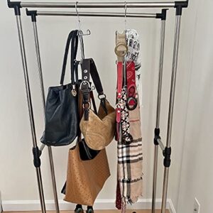 Evelots 2 Pack Hanging Purse/Handbag Organizer-Over The Closet Rod-Vertical Space Saving Accessory Storage, 12 Hooks Total-Chrome