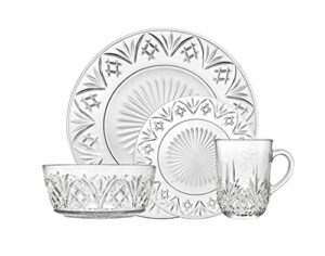 godinger dublin dinnerware set - includes dinner plates, dessert plates, bowls and mugs - set of 16