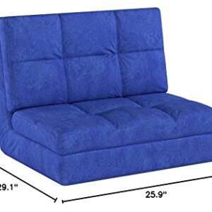 Loungie Micro-Suede 5-Position Adjustable Convertible Flip Chair, Sleeper Dorm Bed Couch Lounger Sofa, Blue