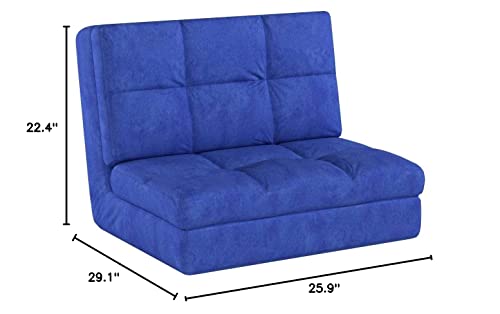 Loungie Micro-Suede 5-Position Adjustable Convertible Flip Chair, Sleeper Dorm Bed Couch Lounger Sofa, Blue