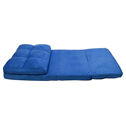 Loungie Micro-Suede 5-Position Adjustable Convertible Flip Chair, Sleeper Dorm Bed Couch Lounger Sofa, Blue