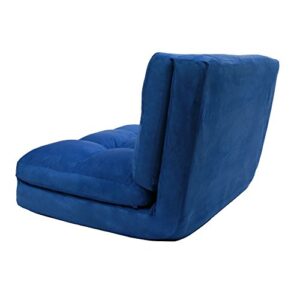 Loungie Micro-Suede 5-Position Adjustable Convertible Flip Chair, Sleeper Dorm Bed Couch Lounger Sofa, Blue