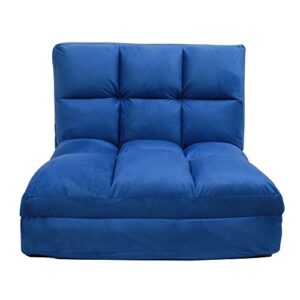 Loungie Micro-Suede 5-Position Adjustable Convertible Flip Chair, Sleeper Dorm Bed Couch Lounger Sofa, Blue