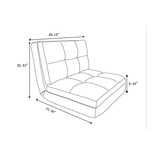 Loungie Micro-Suede 5-Position Adjustable Convertible Flip Chair, Sleeper Dorm Bed Couch Lounger Sofa, Blue