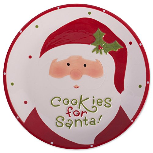 DII Seasonal Holiday Baking Collection Decorative Kitchen Servewantae, 8.3x8.3, Small Santa Cookie Plate