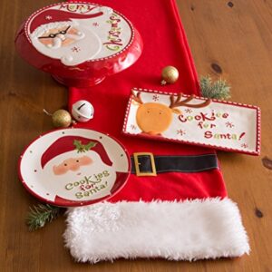 DII Seasonal Holiday Baking Collection Decorative Kitchen Servewantae, 8.3x8.3, Small Santa Cookie Plate