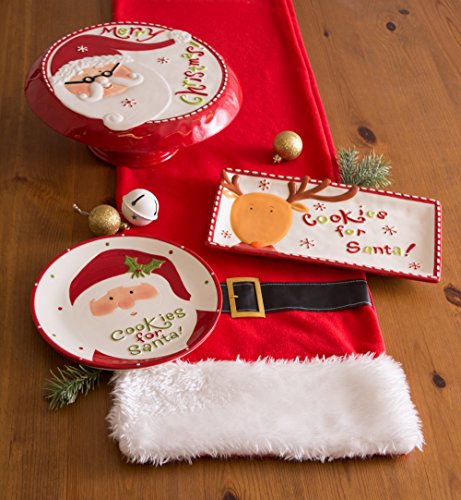 DII Seasonal Holiday Baking Collection Decorative Kitchen Servewantae, 8.3x8.3, Small Santa Cookie Plate