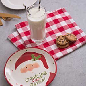 DII Seasonal Holiday Baking Collection Decorative Kitchen Servewantae, 8.3x8.3, Small Santa Cookie Plate