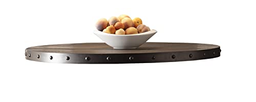 Hillsdale Jennings Round Counter Height Dining Table Pedestal Base, Distressed Walnut Finished Wood/Brown Metal