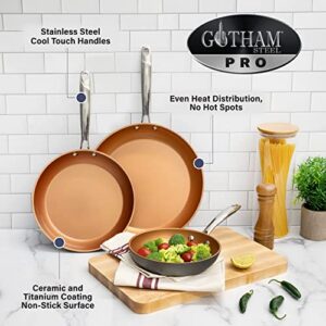 Gotham Steel Hard Anodized Fry Pan Premium Skillet Set with Ultimate Nonstick Ceramic & Titanium Coating, Induction Capable, Oven and Dishwasher Safe, 9.75"+11.3", Brown