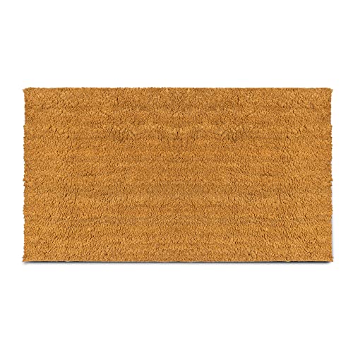 PLUS Haven Coco Coir Door Mat with Heavy Duty Backing, Natural Welcome Doormat, 17.5”x30”, Doormat Outdoor Entrance, Front Porch Door Mat, Easy to Clean Entry Mat, Outdoor and Indoor Uses, Home Decor