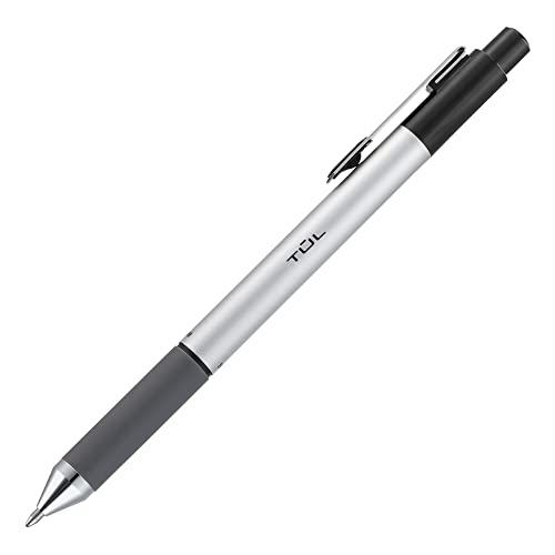 TUL® BP3 Retractable Ballpoint Pens, Medium Point, 1.0 mm, Silver Barrel, Black Ink, Pack Of 12 Pens