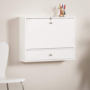 SEI Furniture Willingham Wall Mount Folding Desk, White