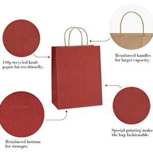 BagDream Gift Bags 8x4.25x10.5 Inches 25Pcs Paper Shopping Bags, Kraft Bags, Retail Bags, Red Stripes Paper Bags with Handles, Recycled Paper Gift Bags